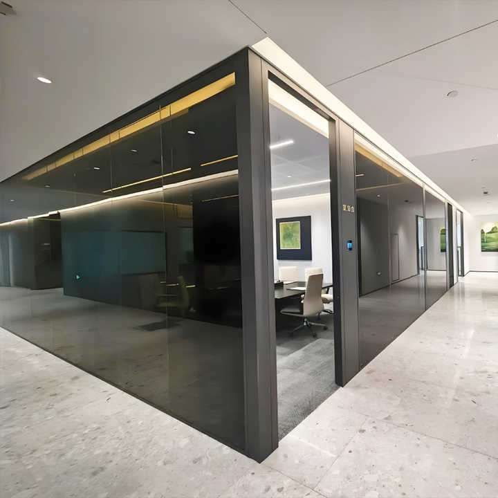 Panoramic Frameless Glass Partition Tinted Glass Double Glazed Office ...