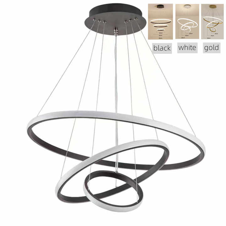 Modern LED Living Room Lighting - Circular Pendant Chandelier