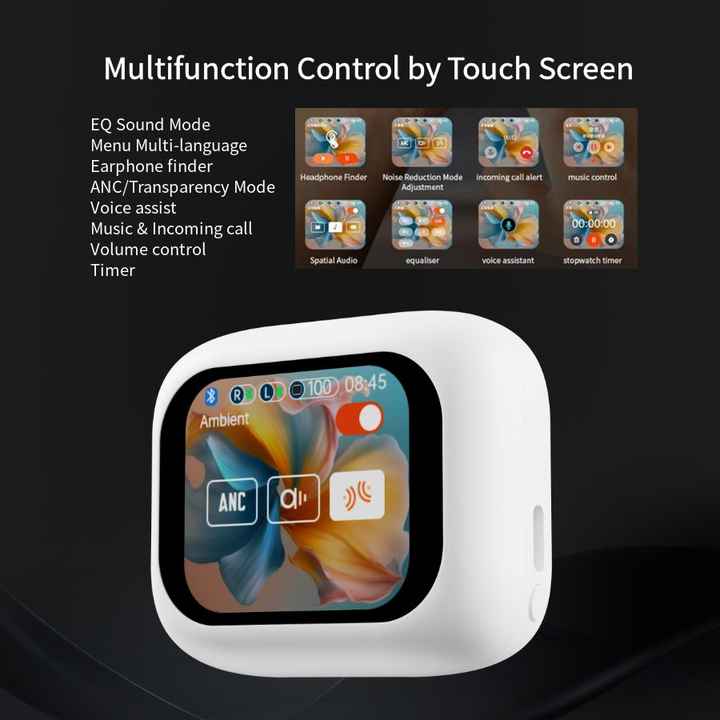 Screen TWS Earbuds - ANC & ENC with 10mm Dynamic Speakers