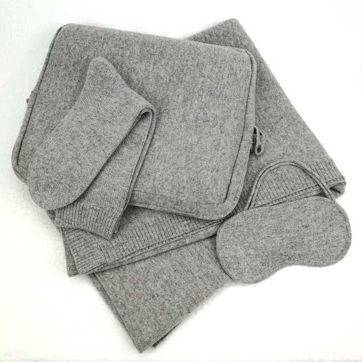 Sofia Cashmere Travel Set - Luxurious Travel Pouch & Blanket