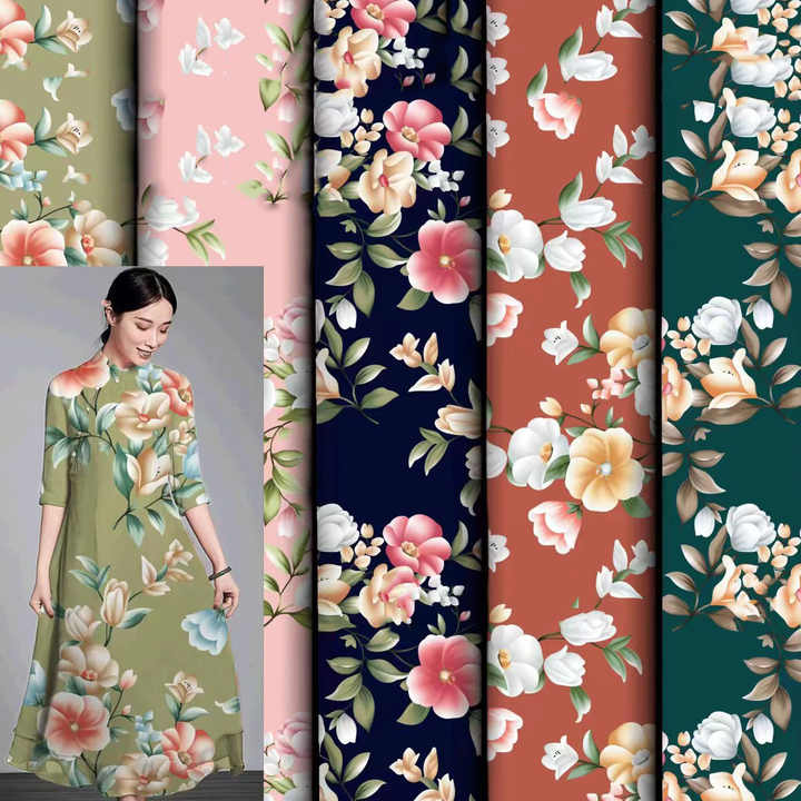 Wholesale 100 Viscose Rayon Challis Fabric Customized Flower Print ...