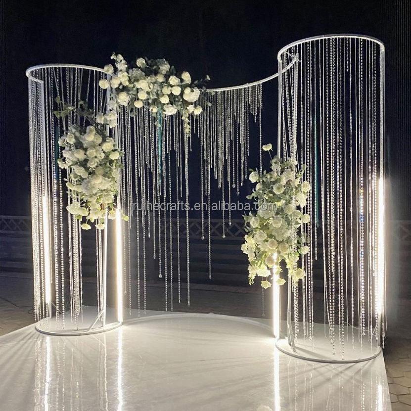 Outdoor Wedding Decoration S-shape Crystal Hanging Wedding Backdrop Led ...