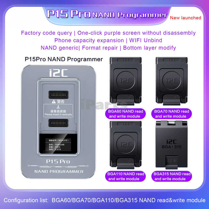 I2C P15 Pro AI DFU Purple Screen Nand Flash HDD Read & Write Programmer for iPhone 6S-15 Pro Max ...