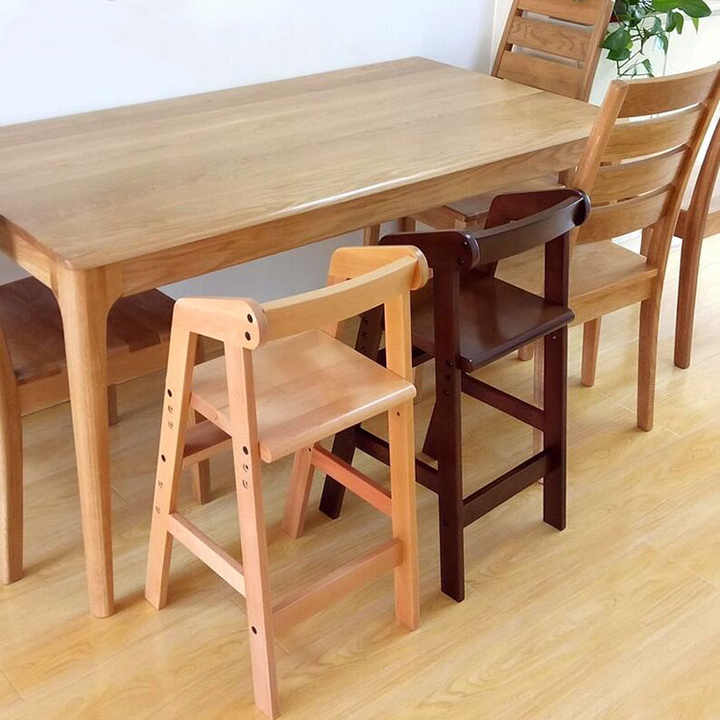 Wooden High Chair with Tray - Adjustable Baby Dining Chair