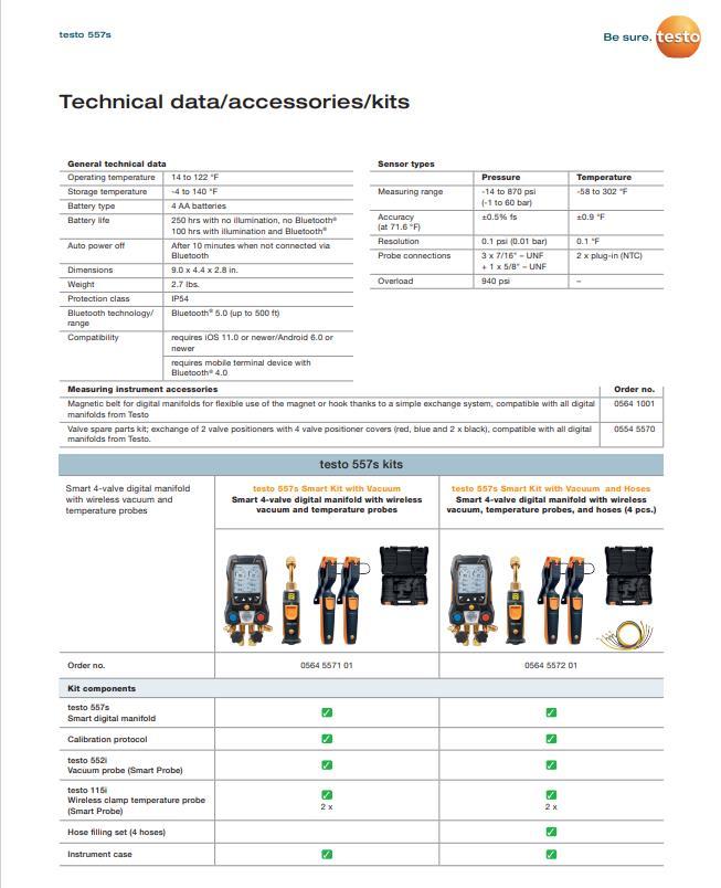 Smart Testo 557s Smart Kit with 2 digital multimeter valves Products ...
