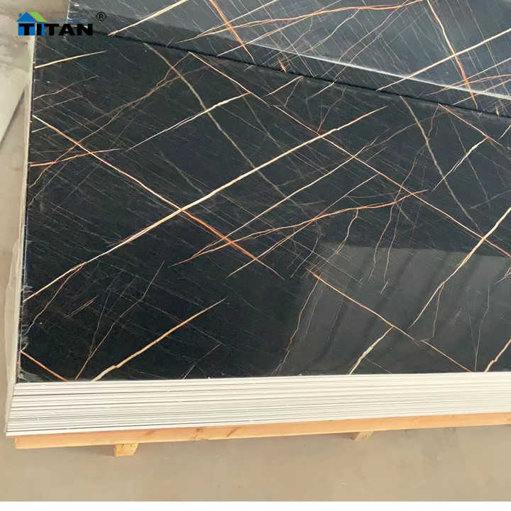Customized Spc Wall Panel Uv Marble Sheet Glossy Snow White
