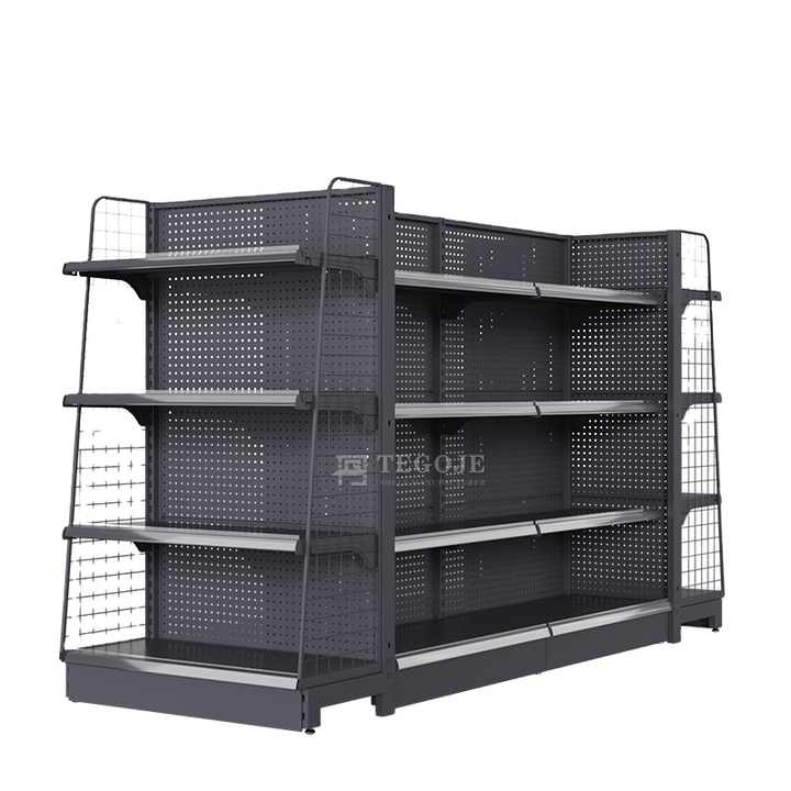 Supermarket Display Stand Double-Sided Metal Racks Shelves for Product ...