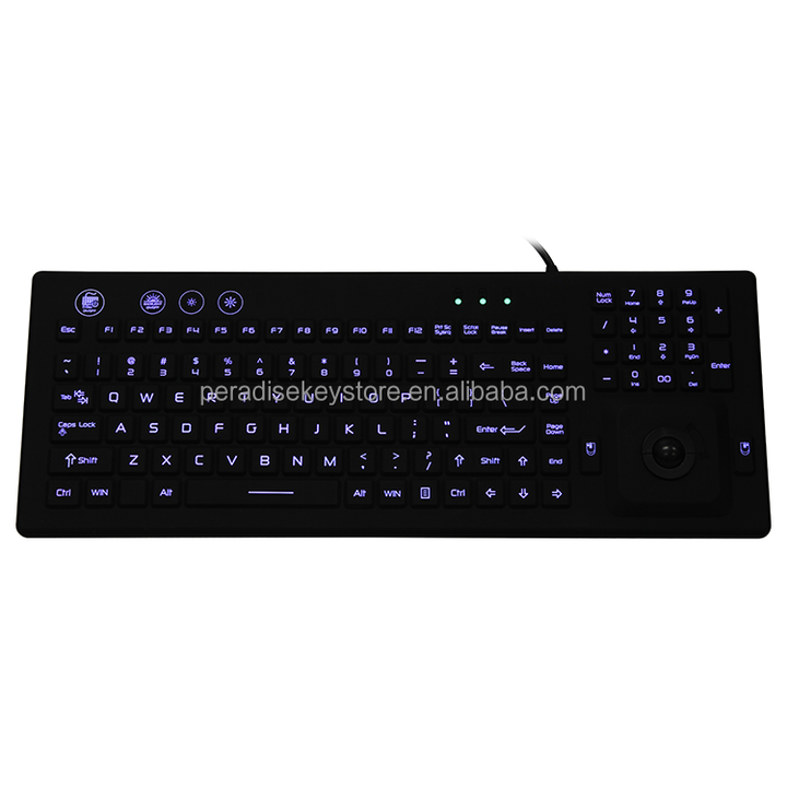 Heavy Duty Backlit Keyboard with Trackball Washable Disinfectable ...