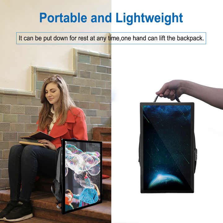21.5 Inch Outdoor LCD Billboard Digital Advertising Backpack - OEM
