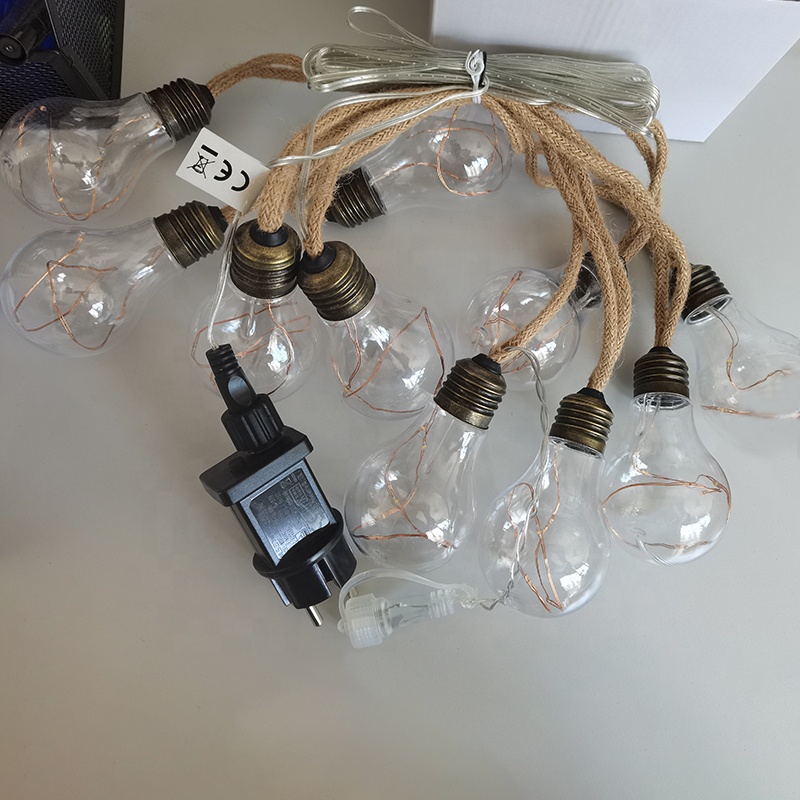 NY011013 A60 Bulb hemp rope LED String Lights-Taizhou Deco-Maker Arts ...