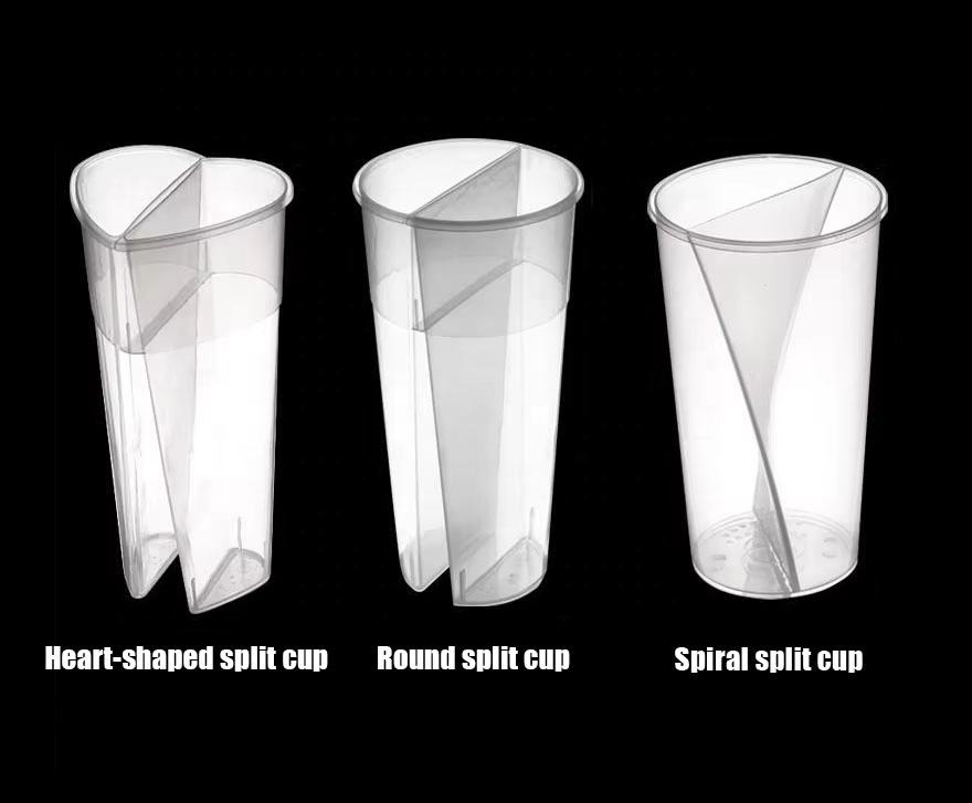16oz & 24oz PP Plastic Cup Twins - Split Cup for Boba Tea