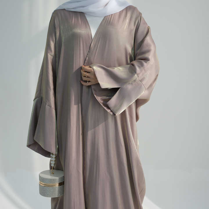 Loria Islamic Clothing EID Open Abaya Kimono Muslim Women Abaya Shinny Polyester Solid Color ...