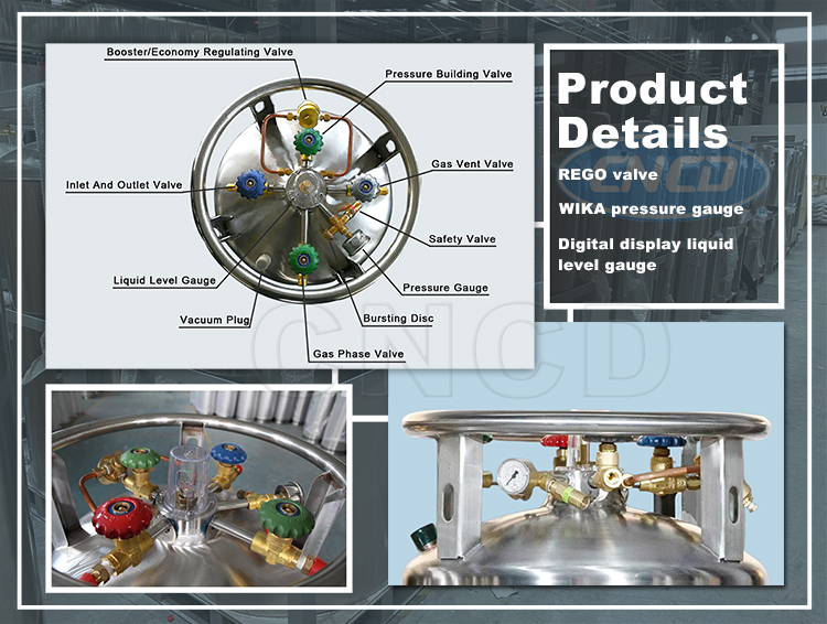 175L 14Bar Welded Insulated Liquid Argon Insulated Cylinder Liquid Argon Dewar Tank ...