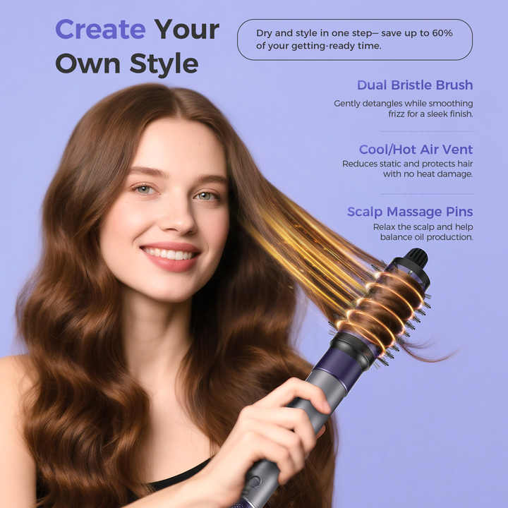 7 in 1 High Speed Power Replaceable Hot Air Hair Styler Dryer Ionic ...