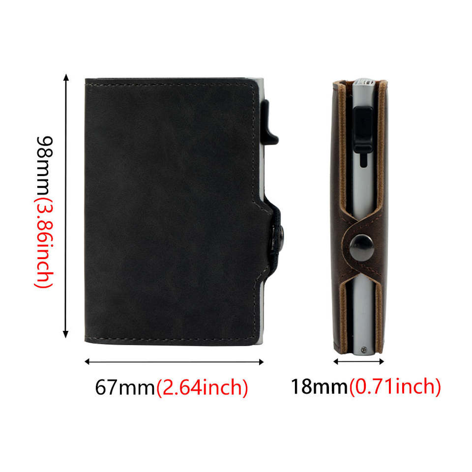 Wallet with Push Button for Cards - Minimalist & Secure