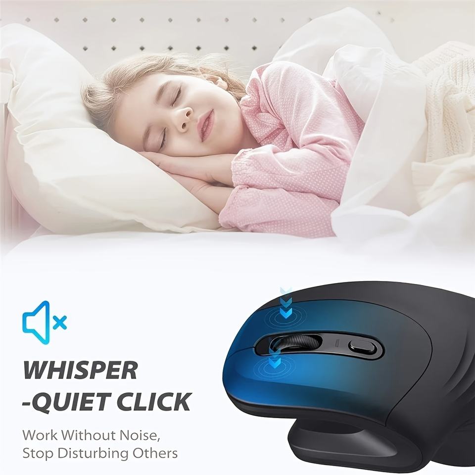Wireless 2.4G Rechargeable Vertical Mouse 1600DPI 6 Button Comfortable ...