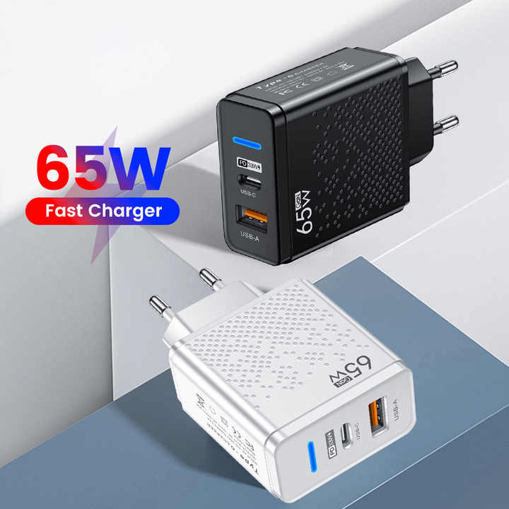 65W Fast Charger 5USB Port Type C EU/US/UK Plug Phone Adapter for Phone ...