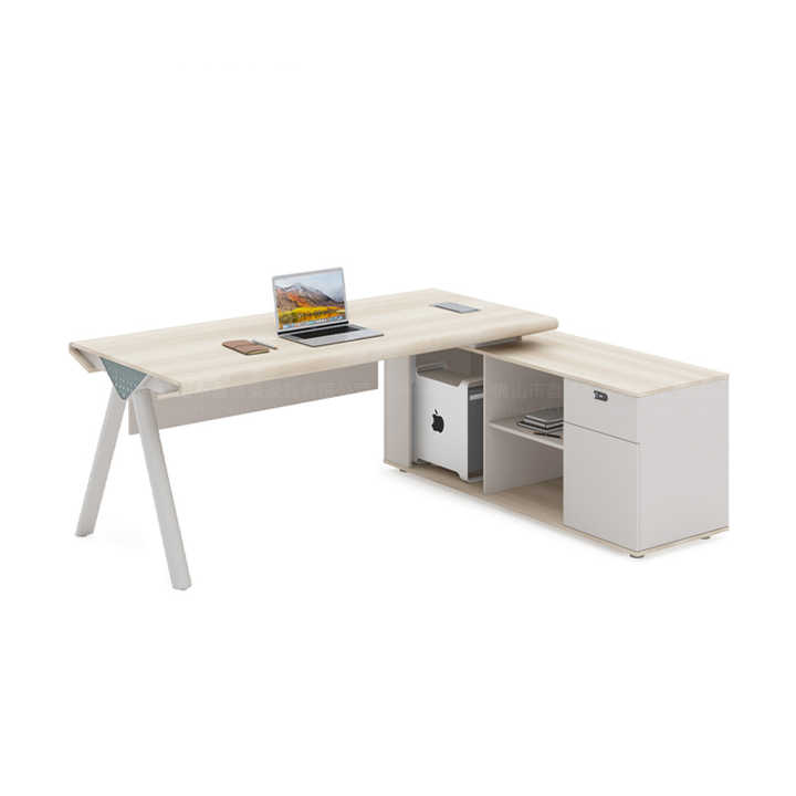 White Lively L Shape Computer Desk Home Office Desk With Side Table ...