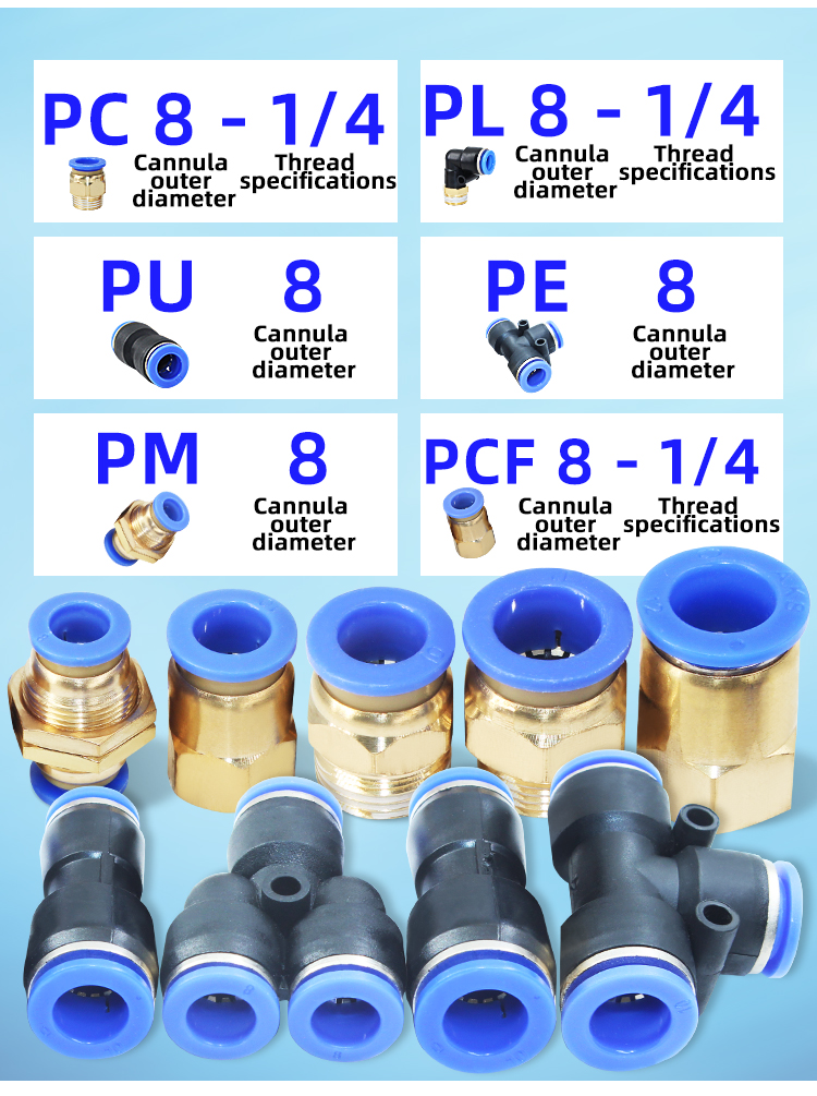 Air Pipe Connectors T Type Plastic Three-way Quick-connect Pe Pneumatic ...