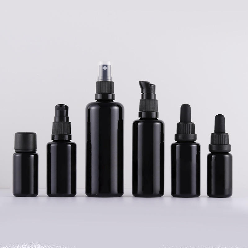 20g-100ml Pure Black Emulsion Frosted Glass Bottle Dome Cream Bottle ...