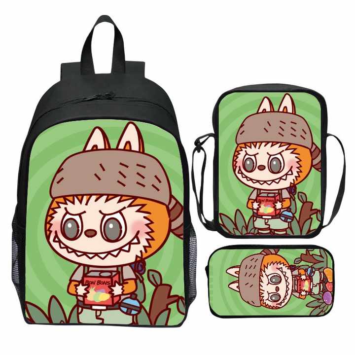 LINDA Labubu Anime Cartoon Backpack Cute School Bag Lunch Bag Pen Bag 3 ...