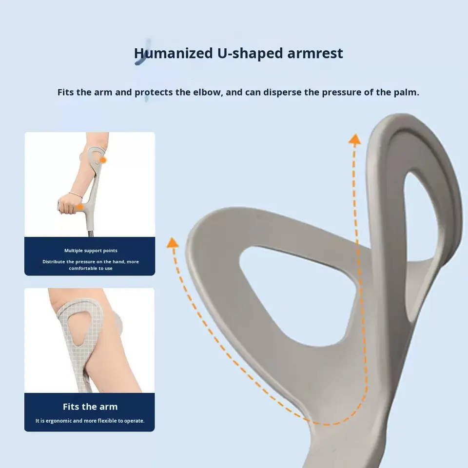Stainless Steel Elbow Underarm Double Cane Anti-Slip Foldable Height ...