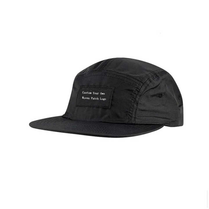 Custom Black Surf Hat Waterproof Nylon Dry Fit 5 Five Panel Sports ...