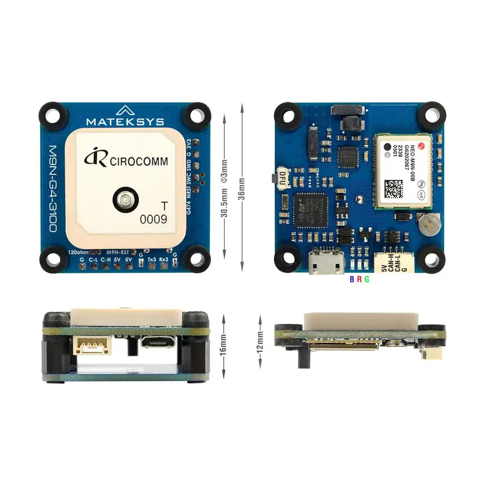 MATEK Mateksys AP_Periph DroneCAN GNSS M9N-G4-3100 GPS for Long Rang RC ...