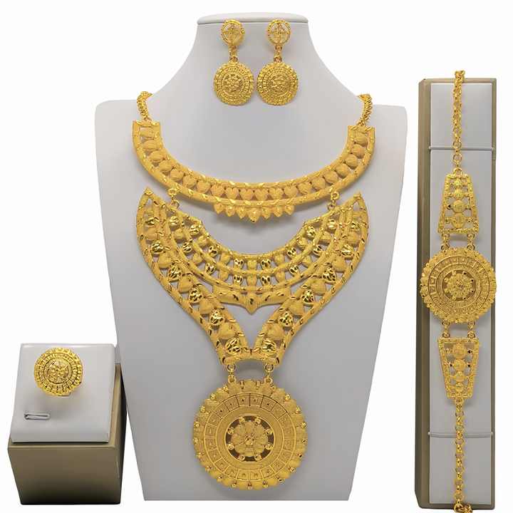 Dubai Saudi Middle East Gold Bridal Wedding Jewelry Set India Women's ...