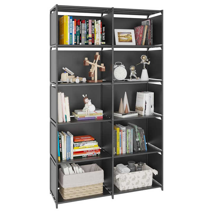 Double Row Book Stackable Storage Rack Shelf - Modern Adjustable ...