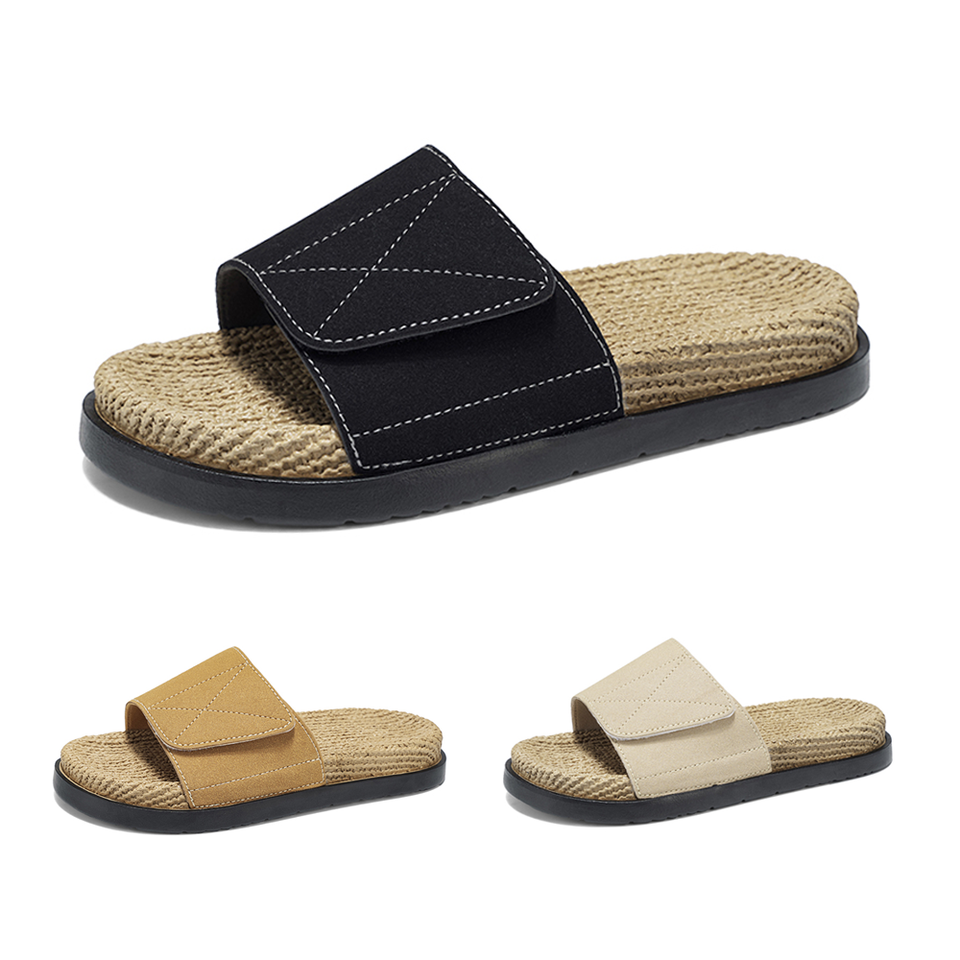 Men Slides PVC Suede Texture for Strap Woven Casual Blown Platform ...