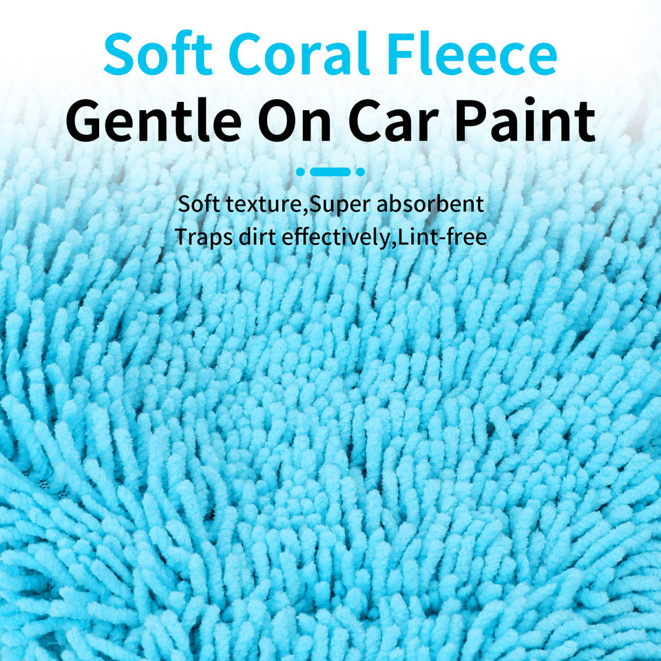 Car Detailing 5-Finger Design Coral Fleece Large Palm Surface Ergonomic ...