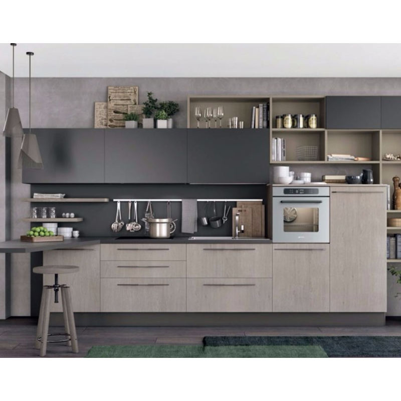Kejia Wood Veneer Kitchen Cabinet Rack Designs Cheap Apartment Gray ...