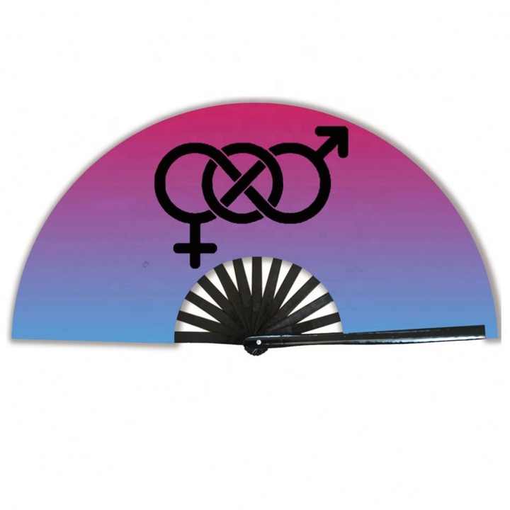 Lesbian Lgbt Pride Flag Hand Holding Fan Folding Large Clack Rave Hand ...