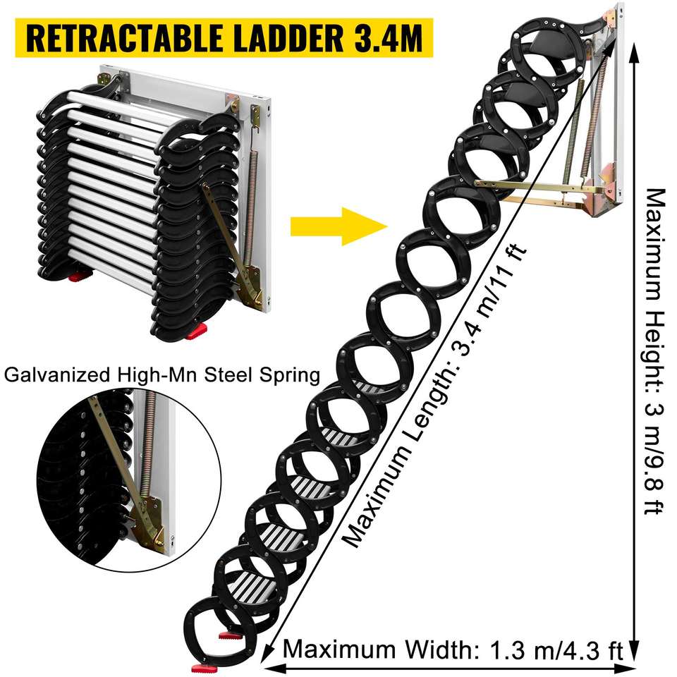 Attic Folding Loft Ceiling Ladder Stairs - Aluminum Alloy
