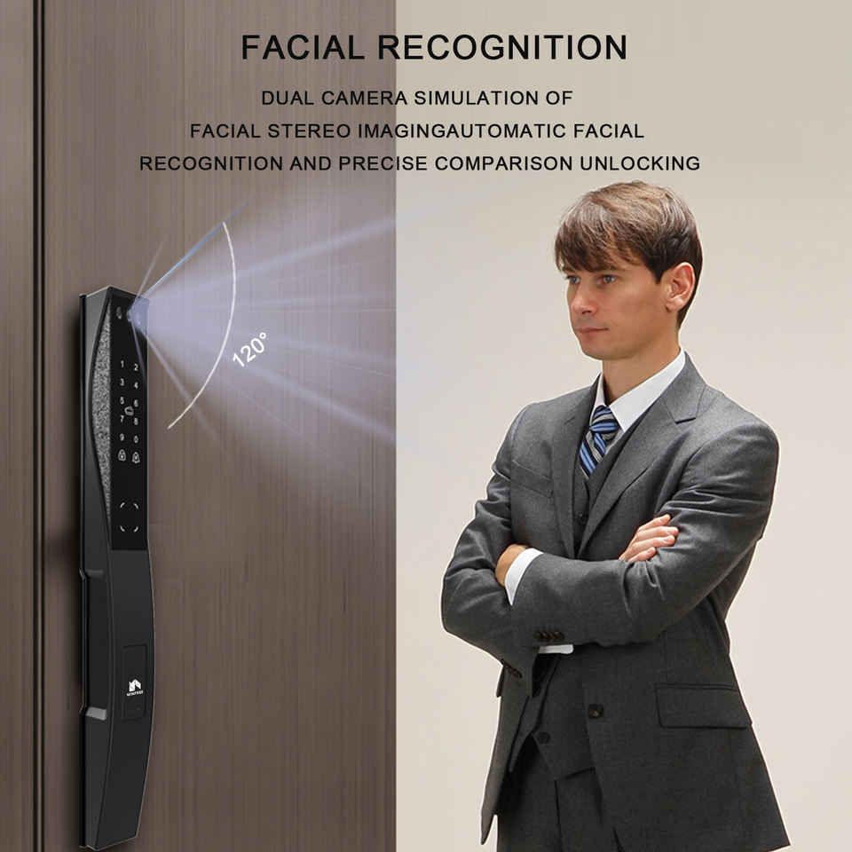 WINFREE SMART Zinc Alloy Wood/Sliding/Aluminum Door Lock 3D Face Palm ...