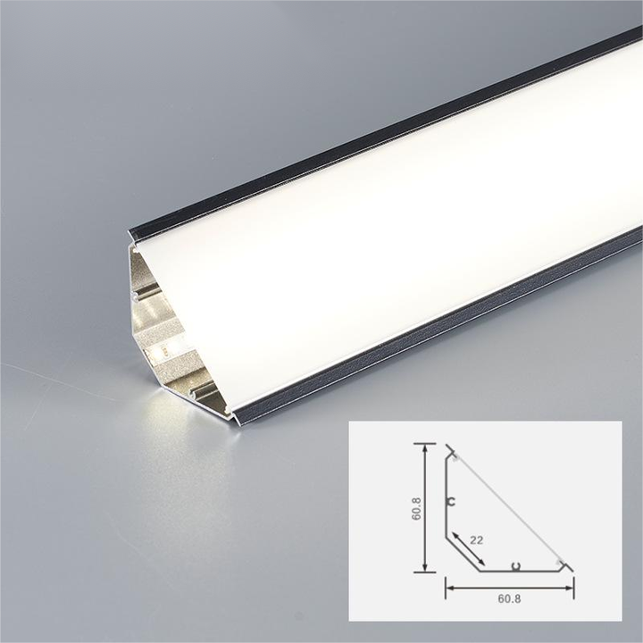 60*60mm 45degree Surface LED Profile With Opal Clear Polycarbonate ...