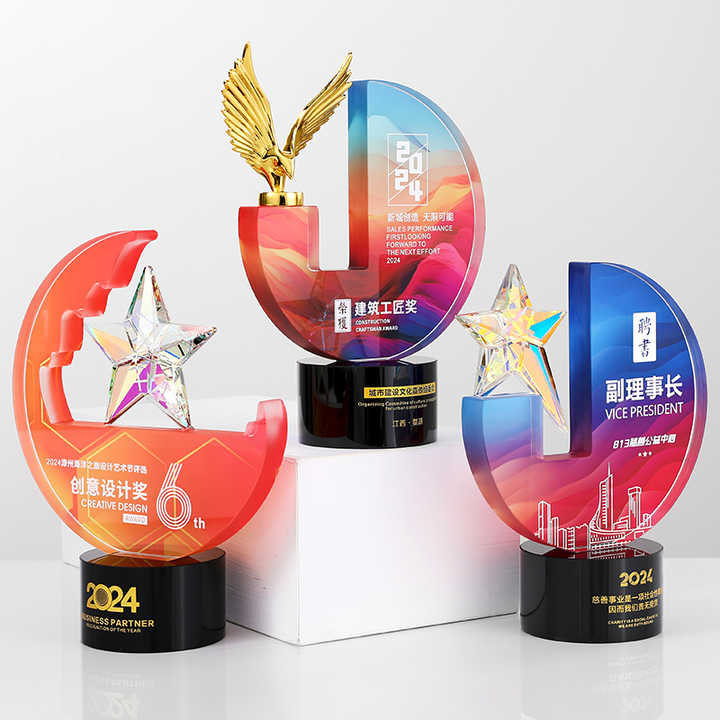 New Custom Crystal Trophies Creative Round Trophies Metal Eagle and ...