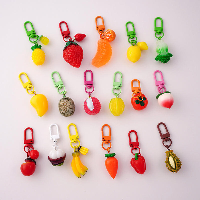 Cute 3D Fruit Vegetable Keychain Simulation Food Pendant Creative Bag ...