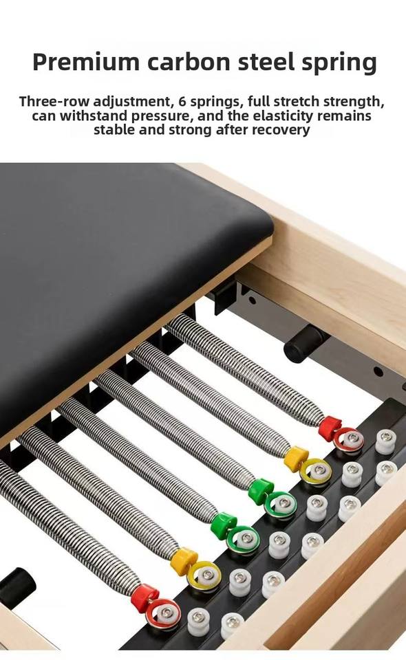 Durable Eco-Friendly Solid Maple Wood Pilates Reformer 5 Gears ...