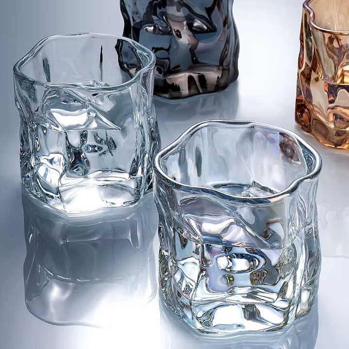 Transparent Glass Cup Iceberg Irregular Shape Household Coffee Cup Bar ...