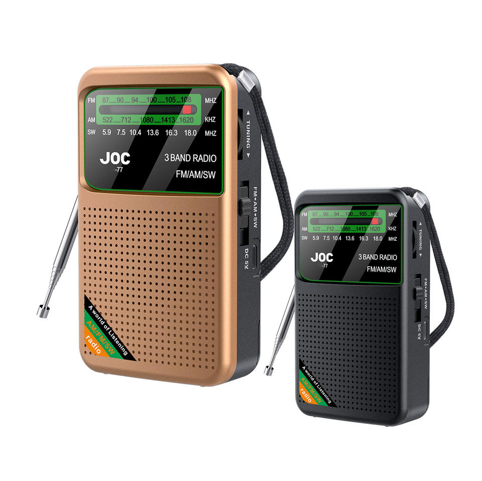 JOC-77 Mini Portable Radio - FM/AM/SW, Rechargeable Battery, Built-In ...