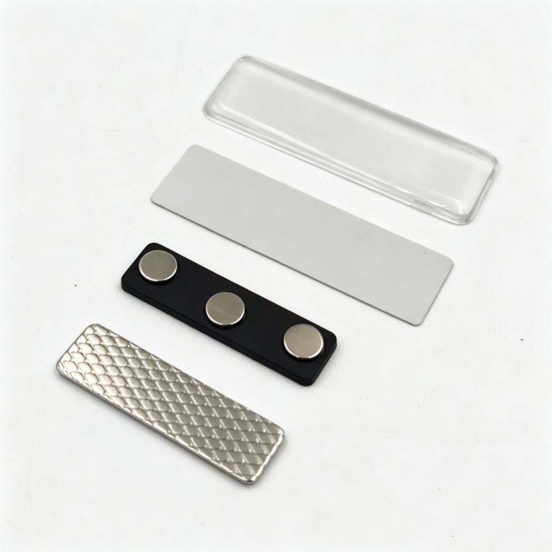 Silver Magnetic Name Tag Holder Badges Business Card Case Frame Magnet ...
