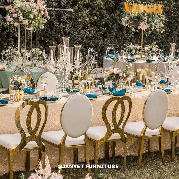 Gold Tables and Chairs for Luxury Events - JANYET FURNITURE
