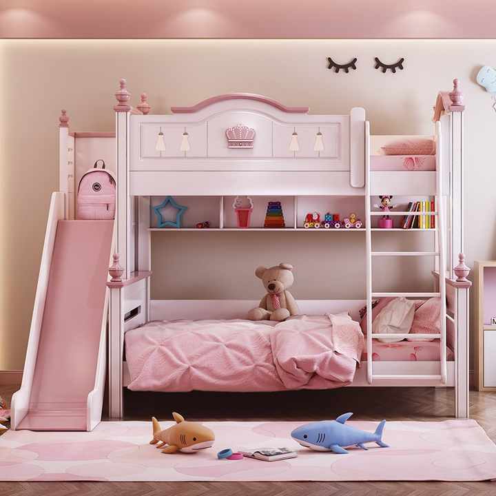 Modern Kids Bed - Princess Pink Bunk Beds for Girls