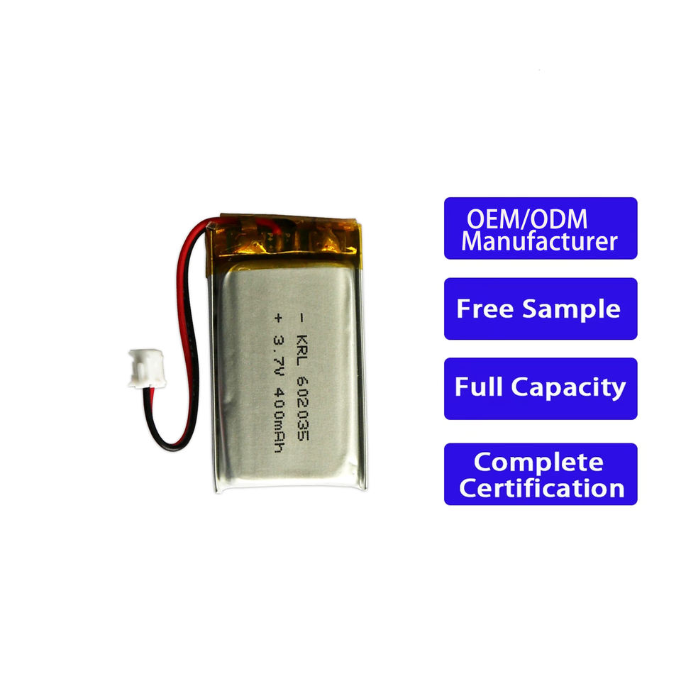 High Density 602035 400mAh Flat 3.7v Lithium Ion Battery Pack Light and ...