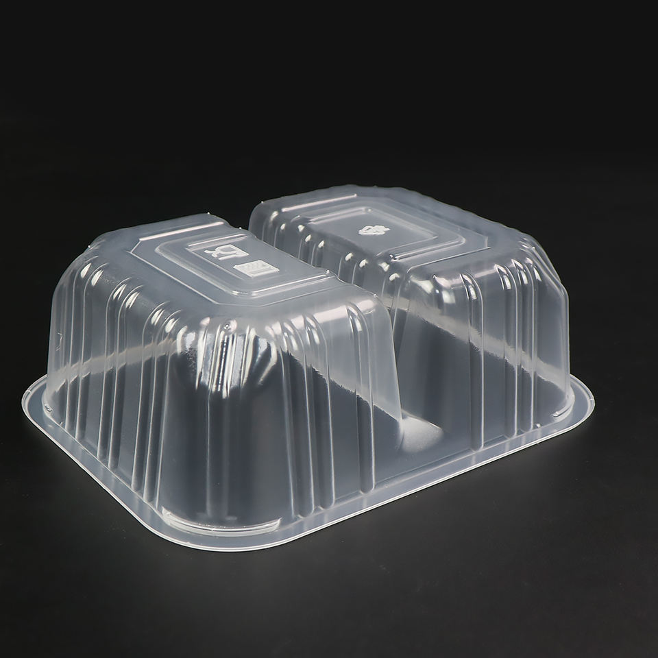 Ovenable Two Compartments PP Tray Food Container With Sealing Film ...