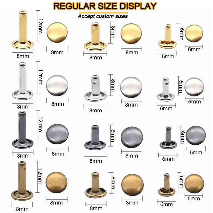 Double Cap Rivets Two Side Silver Black Gold Custom Logo 2mm 8 Mm 9mm ...