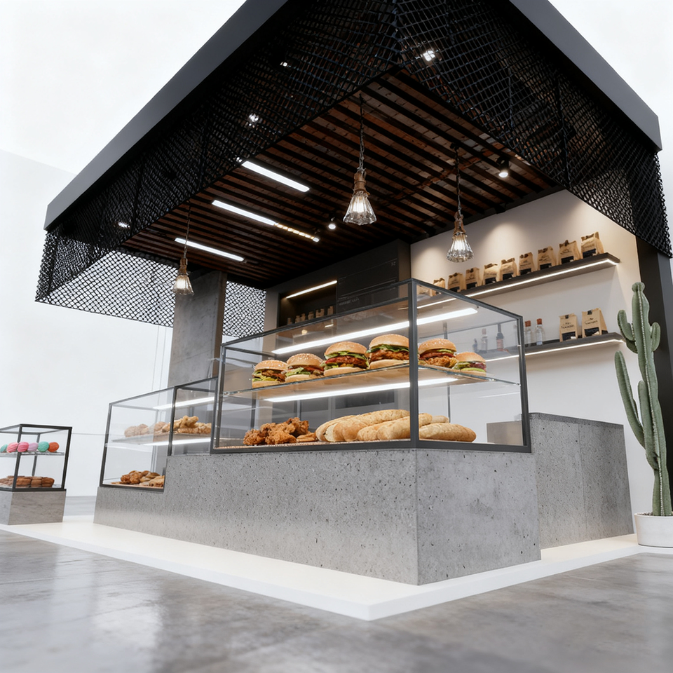 Bakery Display Shelves Wooden Lacquered LED Customizable Color Size ...