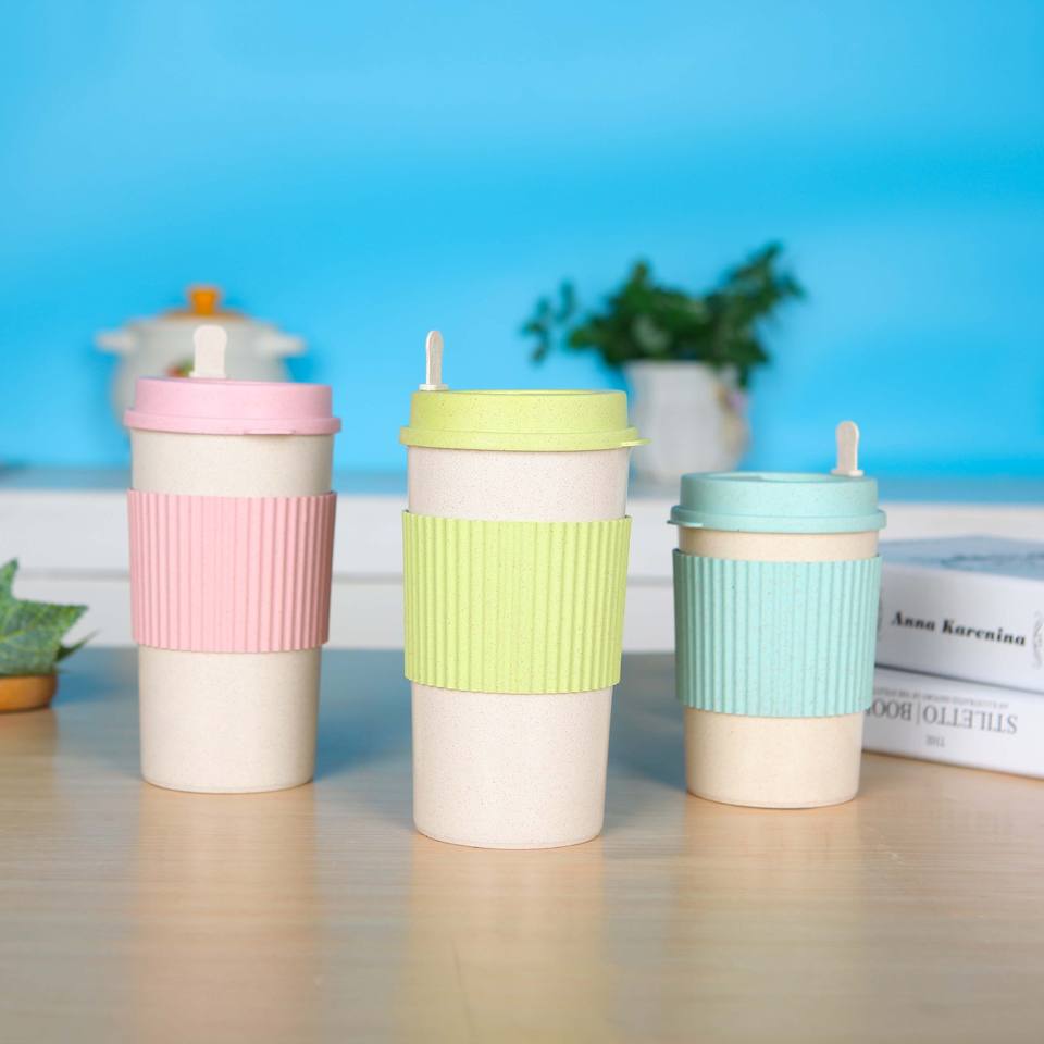 Reusable Wheat Straw Fiber Coffee Cup Biodegradable Creative Wheat ...